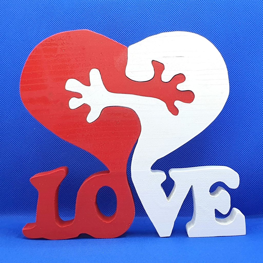 LOVE ROUGE ET BLANC - Atelier Chantournage Isa